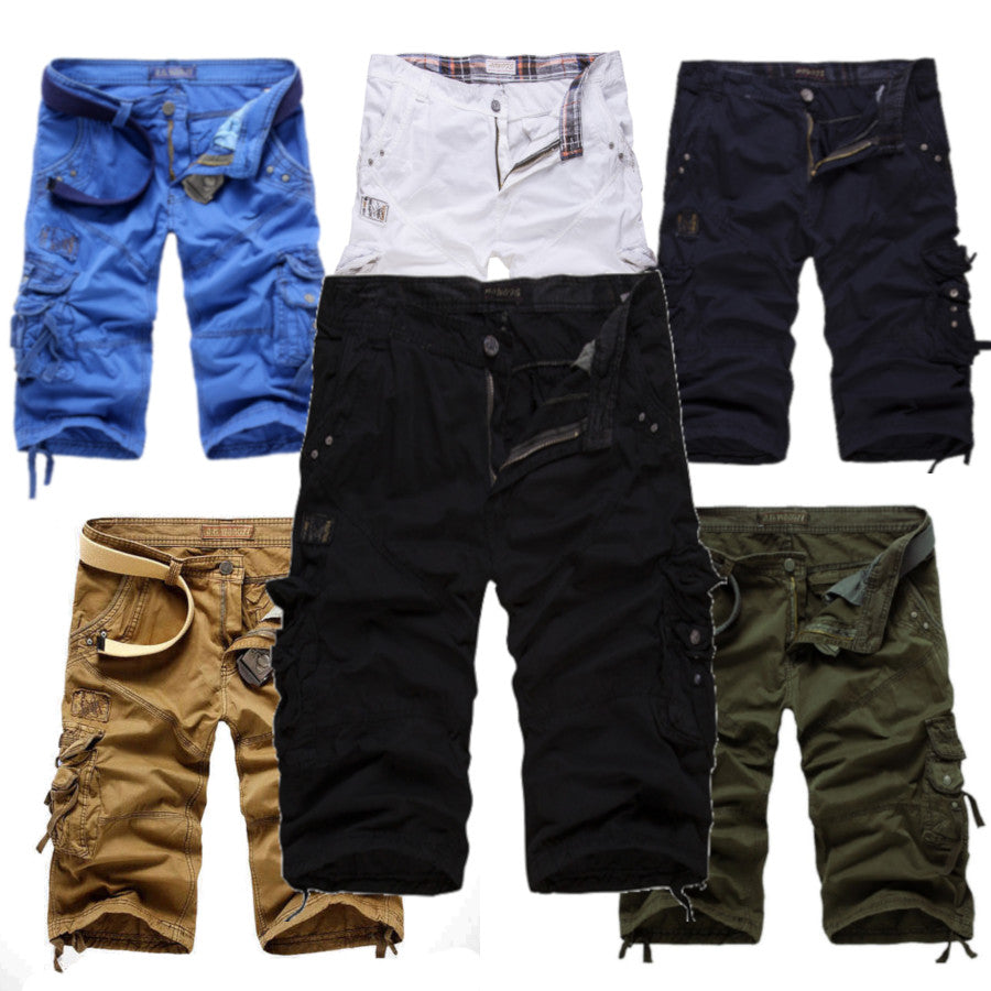 Mens Long Length Walk Cargo Shorts - Elasticated Waist 3/4 Below Knee ...