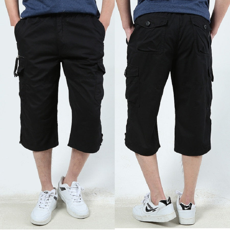 Mens Long Length Walk Cargo Shorts - Elasticated Waist 3/4 Below Knee ...